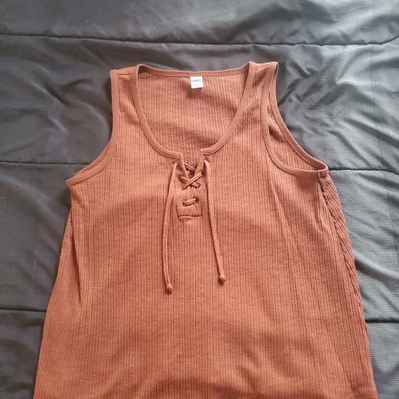 Old Navy | Tops | Women Med Rust Colored Tank Lace Up Look | Poshmark